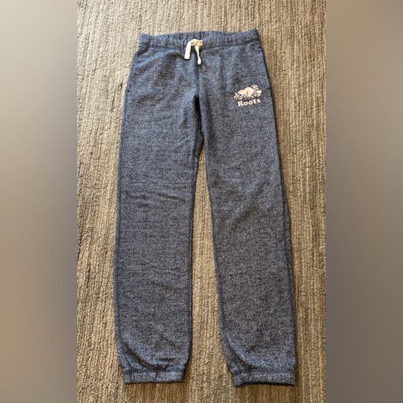 Roots | Bottoms | Roots Kids Blue Sweatpants With Pink Logo | Poshmark